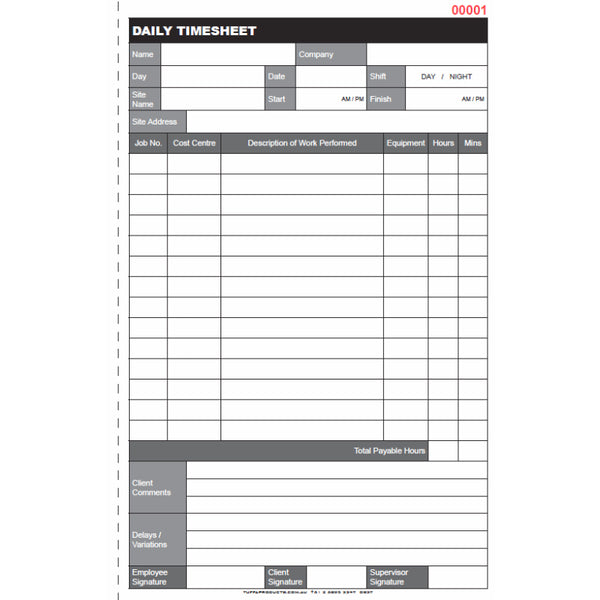 Timesheet Books – NZ Tags